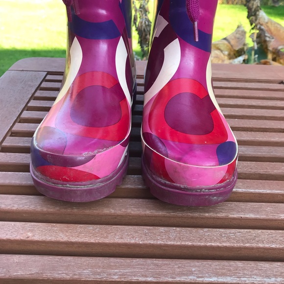 Coach | Shoes | Coach Periwinkle Rubber Boots Sz 5 | Poshmark